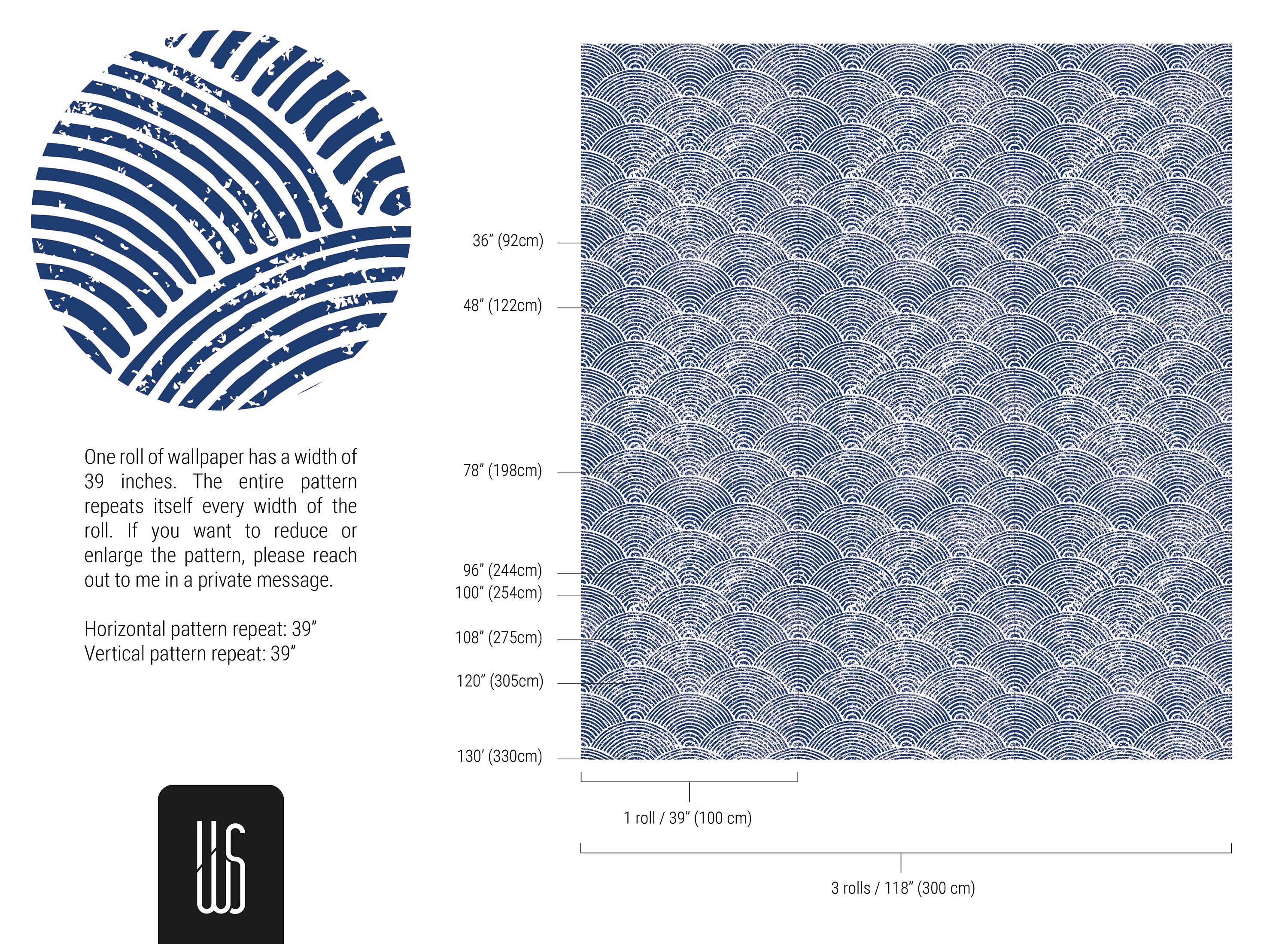 Blue Arches, Abstract Wallpaper, Vintage Style Wall Decoration, Retro ...