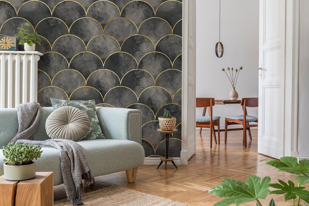 Gray Mermaid Fish Wallpaper | Self Adhesive Wallpaper, Removable ...
