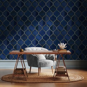 Blue Moroccan Pattern Wallpaper, Peel and Stick Wallpaper, Removable ...