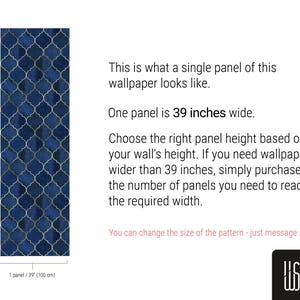Blue Moroccan Pattern Wallpaper, Peel and Stick Wallpaper, Removable ...