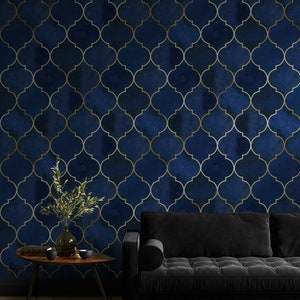 Blue Moroccan Pattern Wallpaper, Peel and Stick Wallpaper, Removable ...