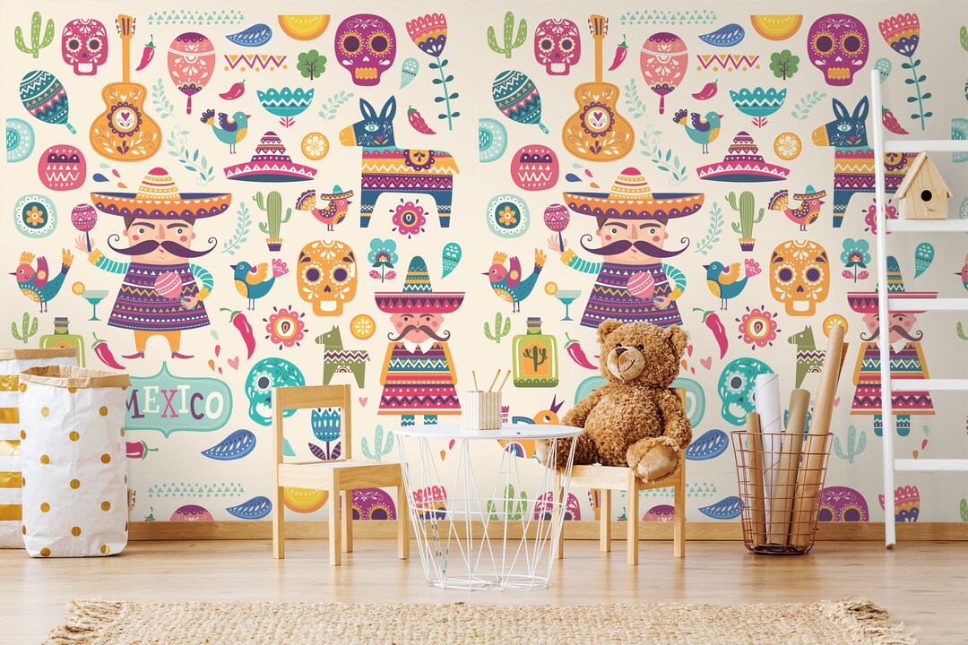 Mexico Symbols Wallpaper | Self Adhesive Wallpaper, Removable Wallpaper ...