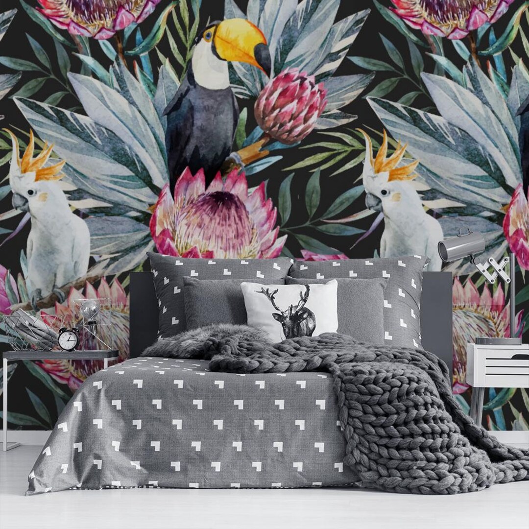 Marvellous Birds in Jungle Wallpaper | Self Adhesive Wallpaper ...