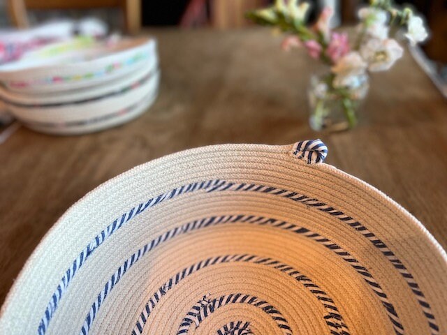 Rope and Fabric Basket - Etsy