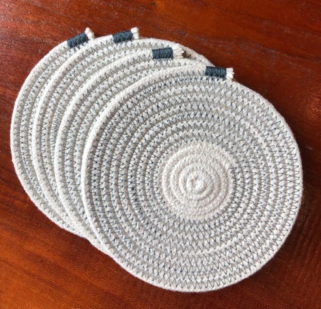 Rope Coasters Fabric Coasters Drink Coasters Set of Four - Etsy