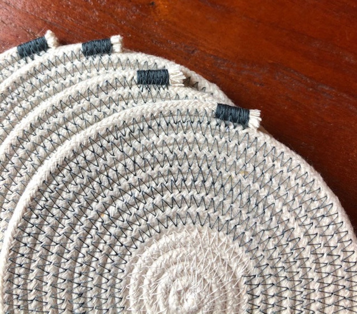 Rope coasters fabric coasters drink coasters set of four | Etsy