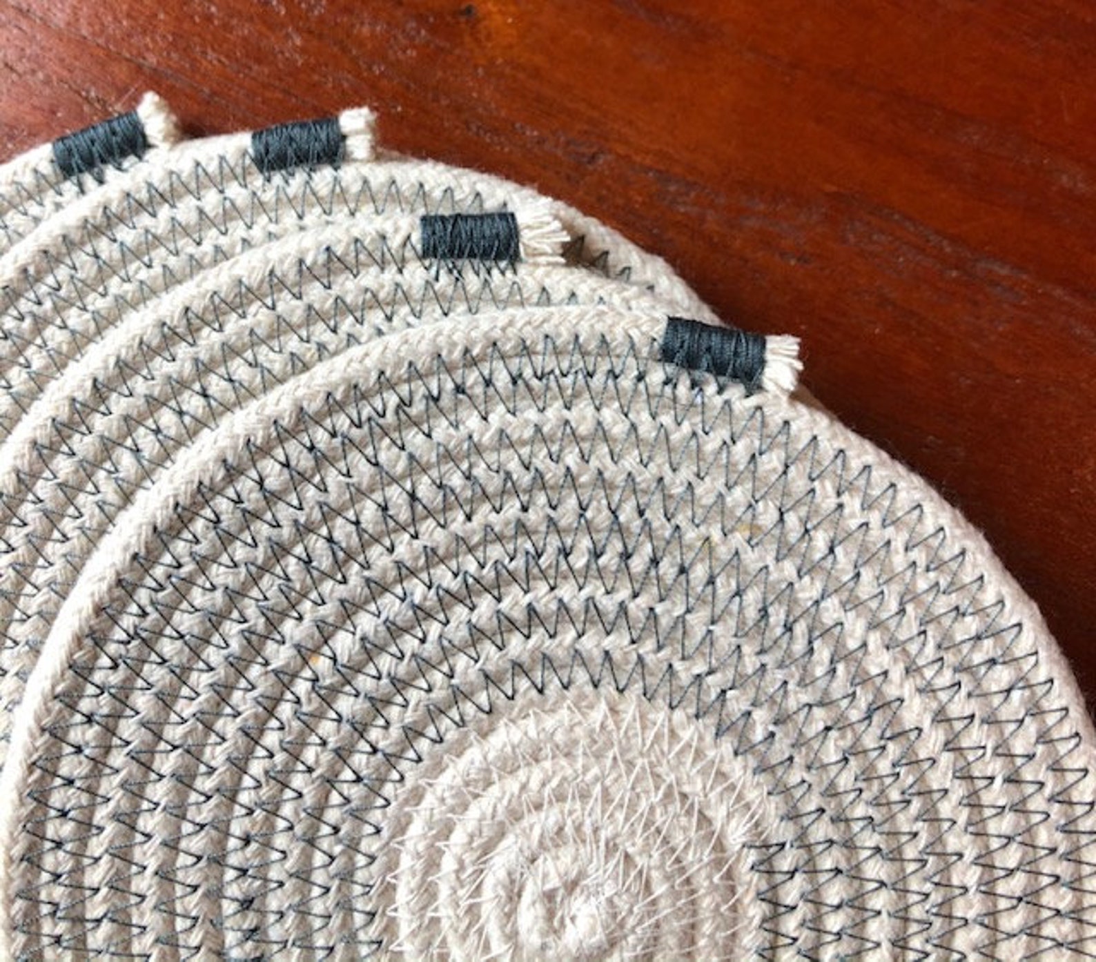 Rope coasters fabric coasters drink coasters set of four | Etsy