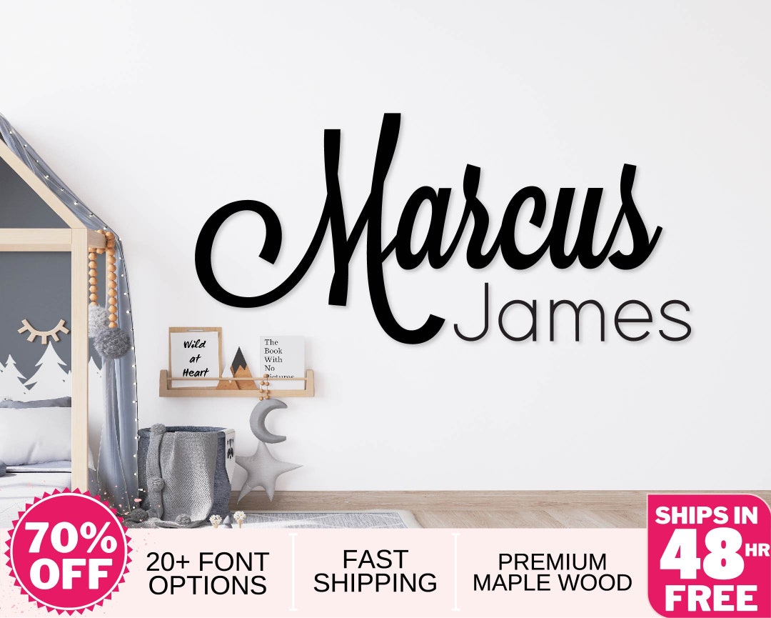 Double Name Sign Custom Wooden Name Sign Two Names Nursery Wall Décor ...