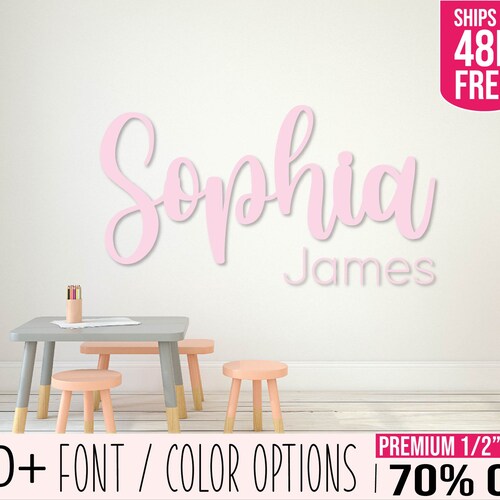 Nursery Name Sign Wood Name Cutout Two Names First and - Etsy