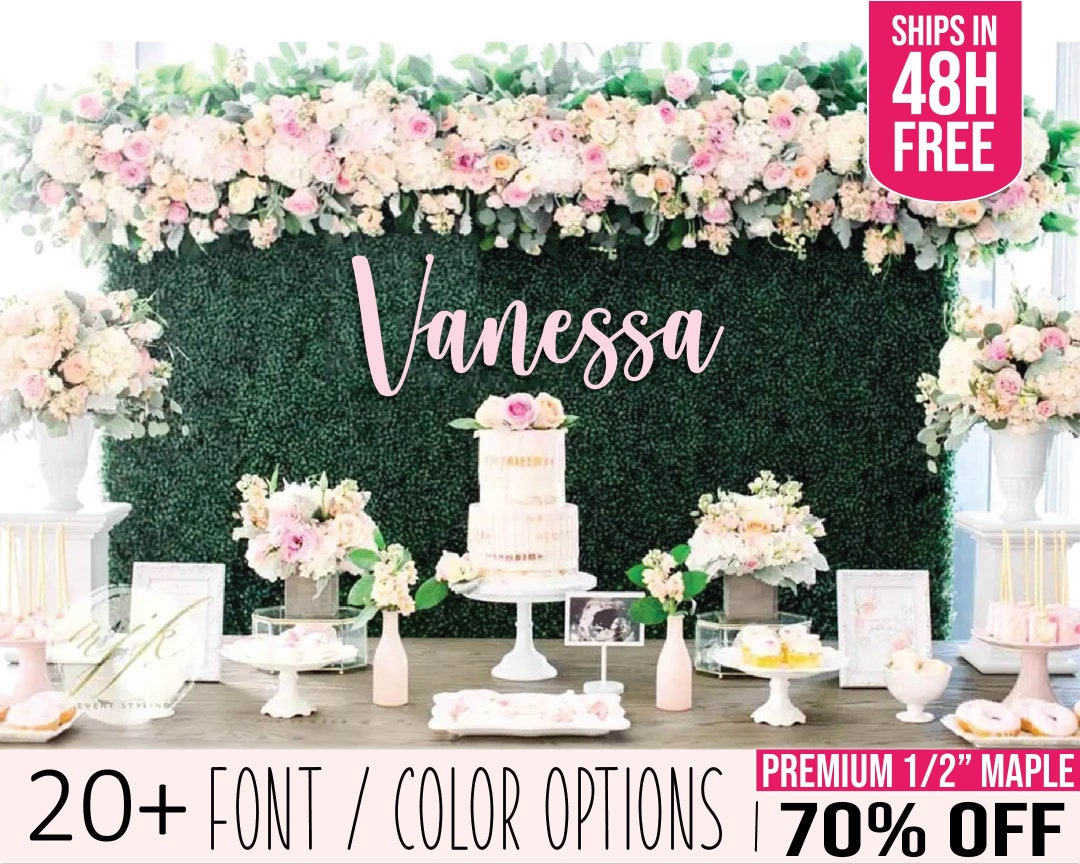 Custom Name Backdrop Wooden Name Sign Birthday Sign Baby Shower Sign ...