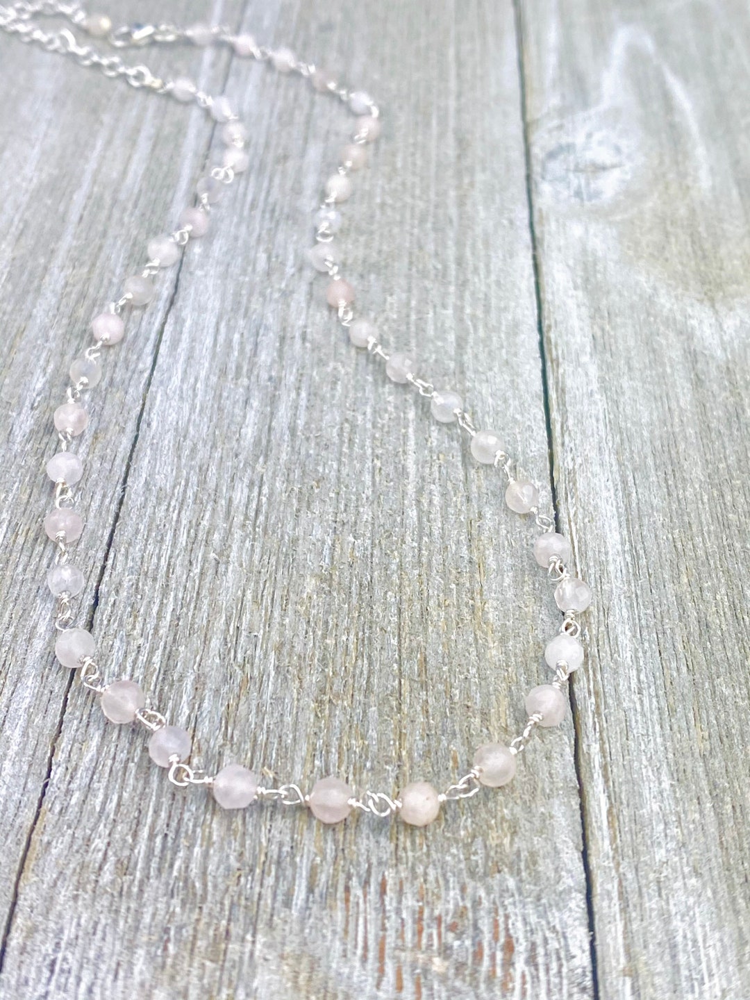 Rose Quartz Necklace, Beaded Necklace, Pink Quartz Necklace, Gemstone ...