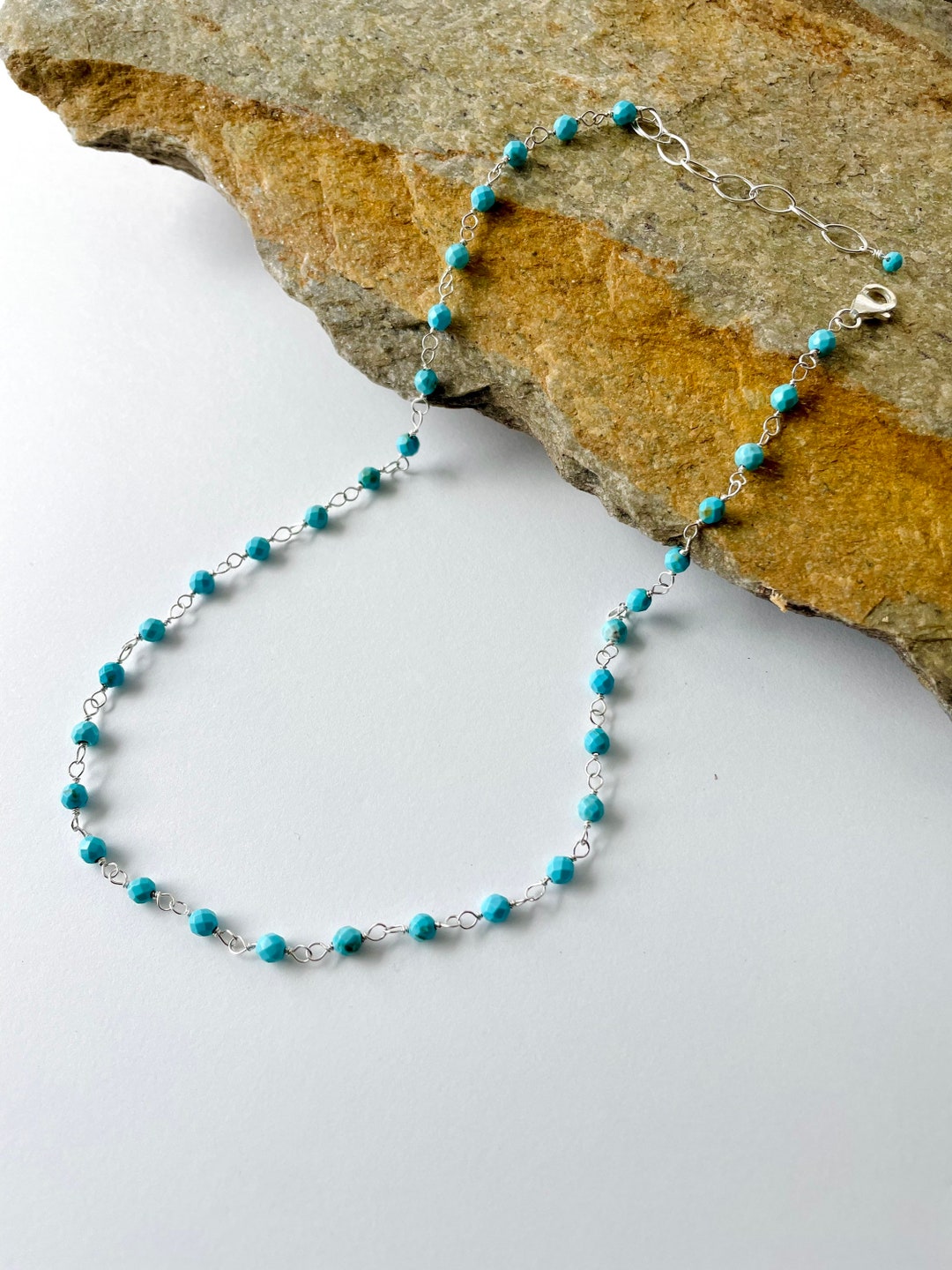 Turquoise Beaded Necklace Beaded Necklace Blue Necklace Etsy