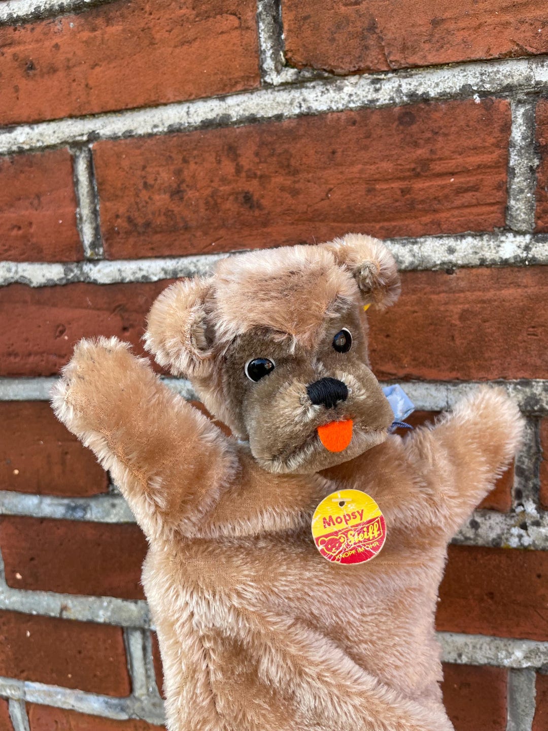 Steiff Mopsy Hand Puppet Full ID 1960 Mohair Vintage Toy Dog With Button & Yellow Tag 662317 and ...