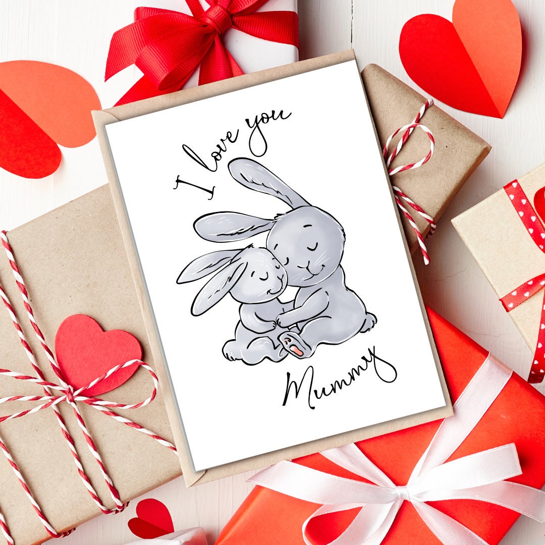 Bunny Rabbit Cards for Mothers Day for Mummy Cards From Children for ...