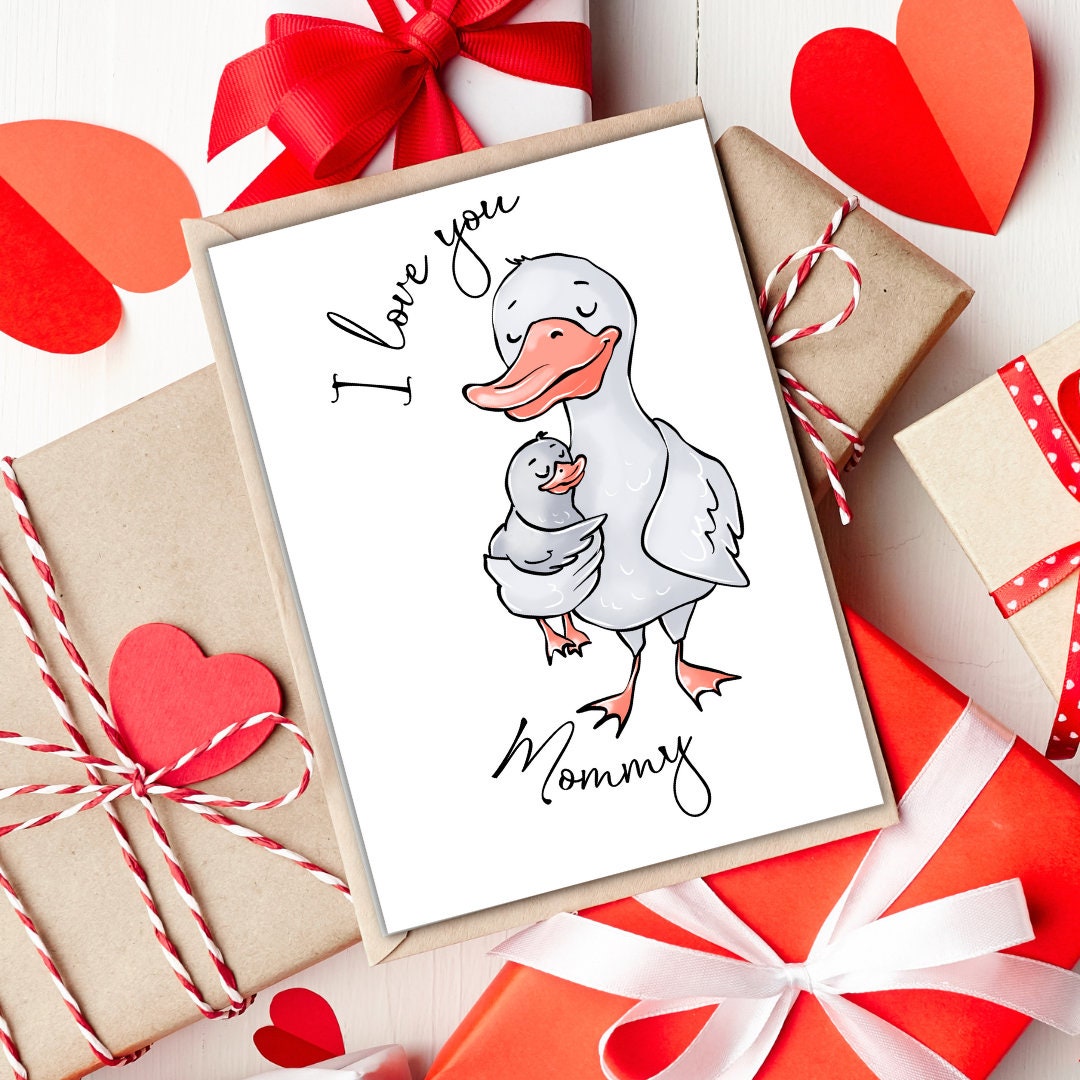 Je taime maman carte de vœux maman et bébé canard carte de Saint ...