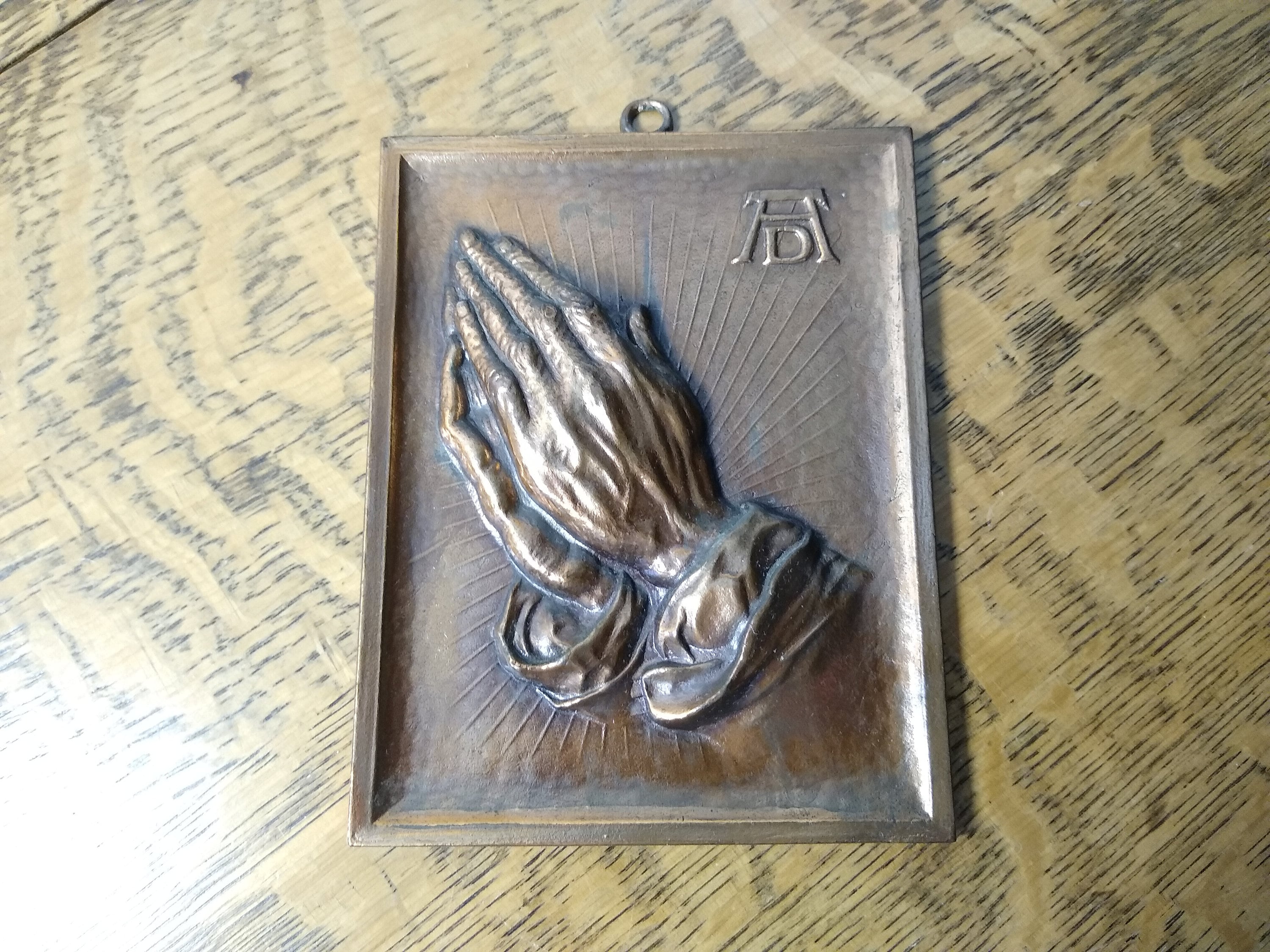 Praying Hands, Copper Colored Cast Metal Plague, Made in Denmark - Etsy