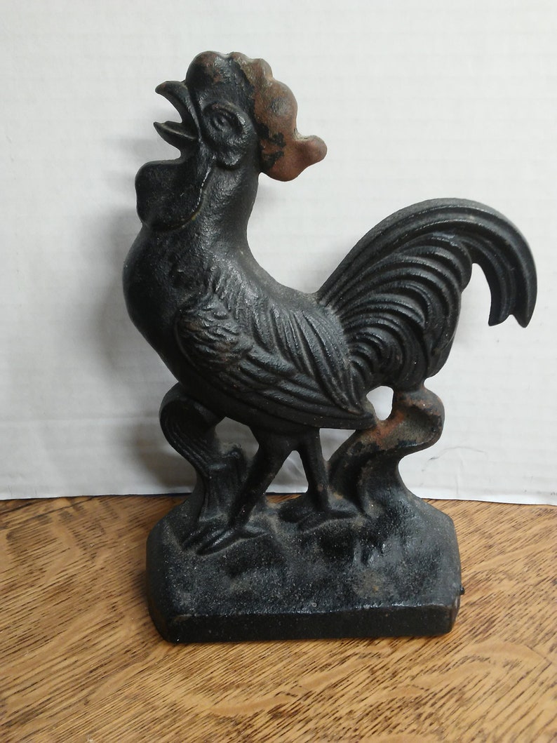 Cast Iron Rooster Bookend, Doorstop, Display, About 7" Tall - Etsy