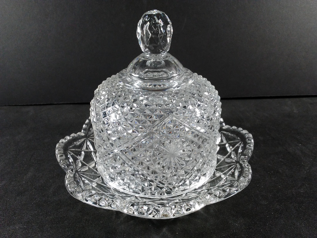 Avon Pressed Clear Glass Covered Cheese Ball Dish - Etsy