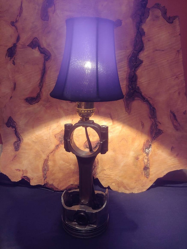 Custom hand made piston lamp with black shade made to order | Etsy