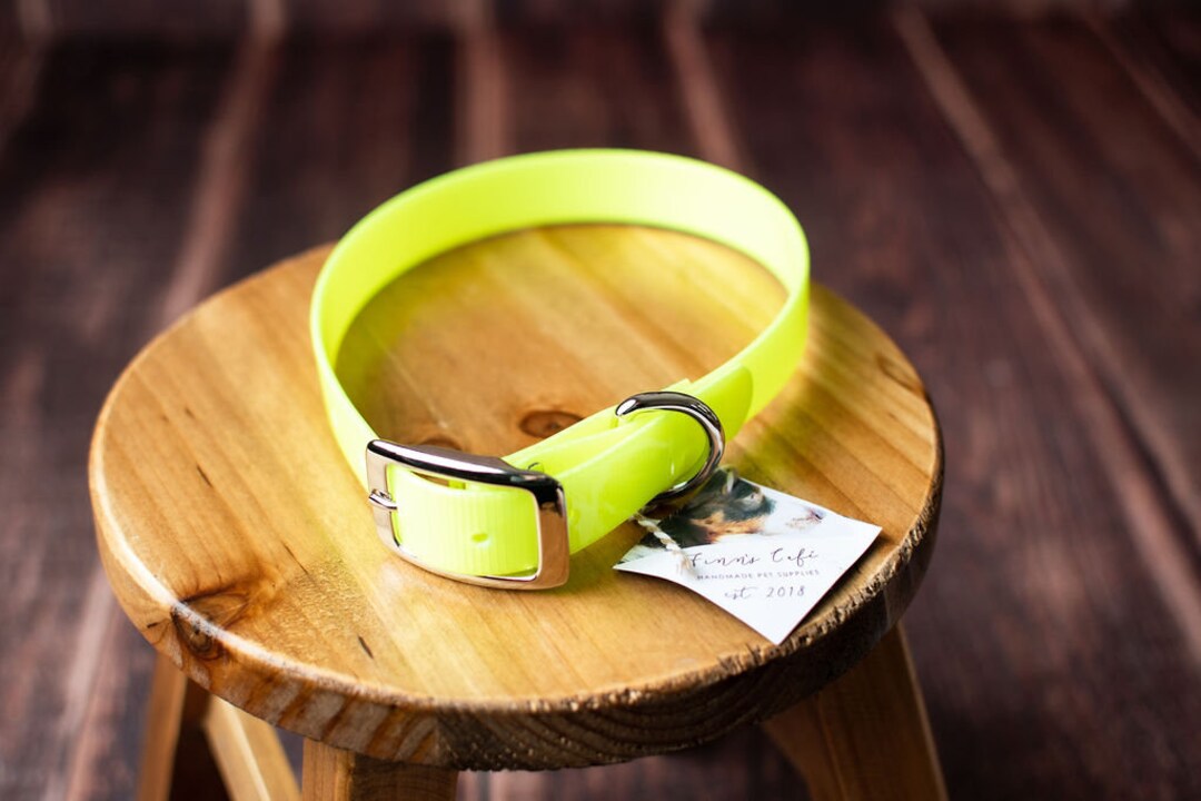 Waterproof Biothane Neon Yellow 1" Wide Dog Collar / Neon Dog Collar ...
