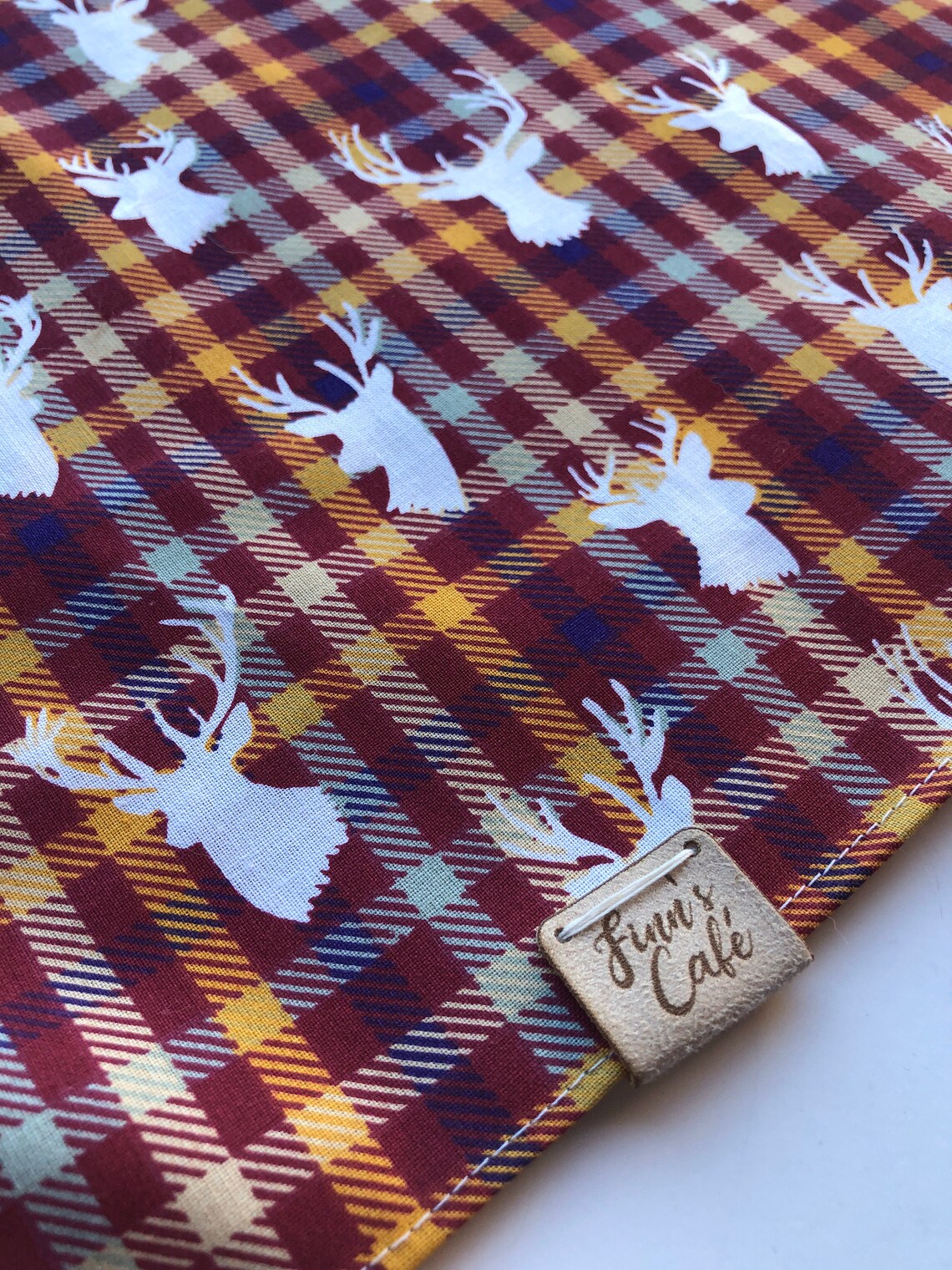 Autumn Fall Checkered With Antlers / Fall Check Maroon and | Etsy