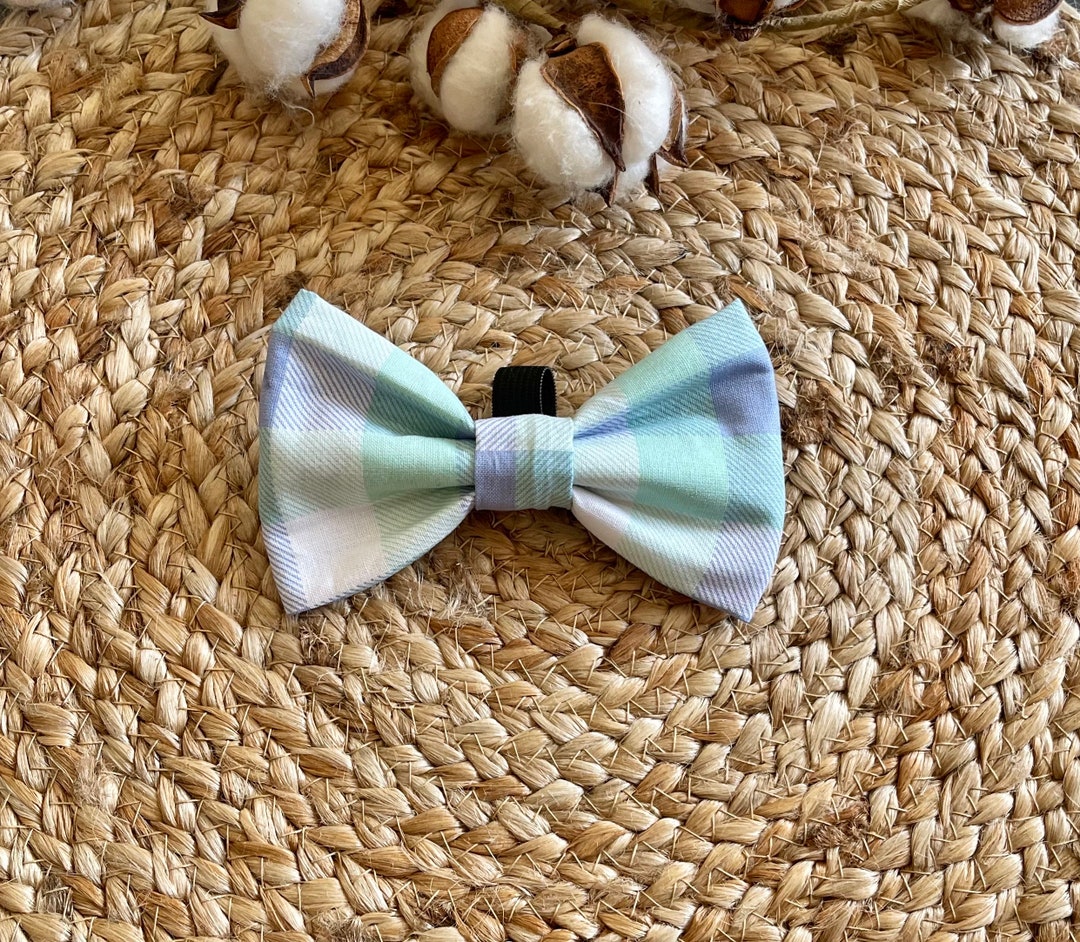 Spring Mom and Pup Matching Bow Tie / Spring Check Pattern Dog Collar ...