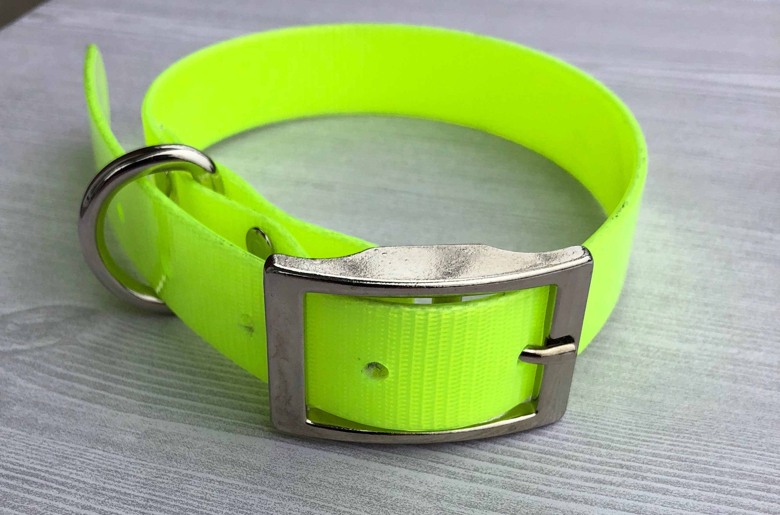 Waterproof Biothane Neon Yellow 1 Wide Dog Collar / Neon - Etsy