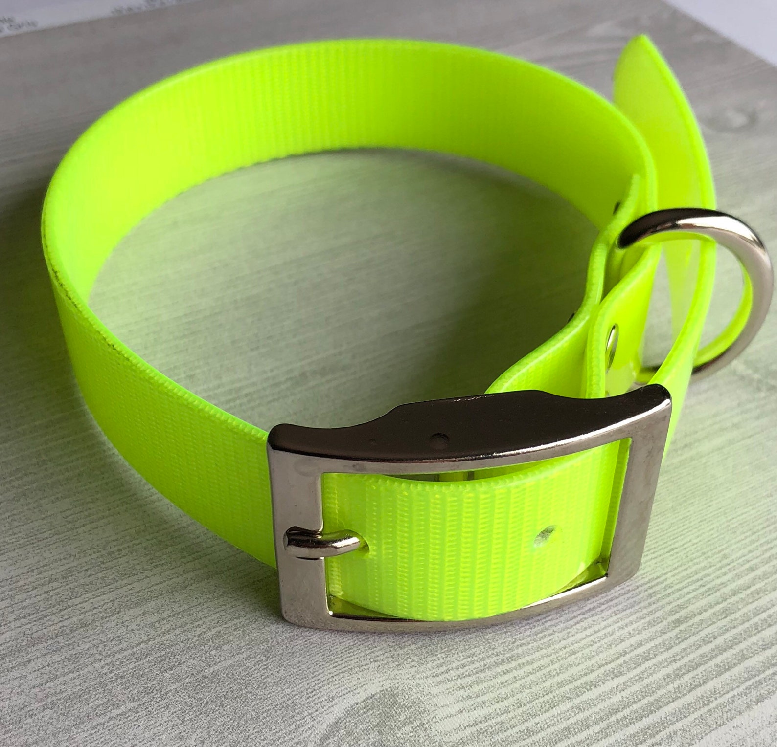 Waterproof Biothane Neon Yellow 1 Wide Dog Collar / Neon - Etsy