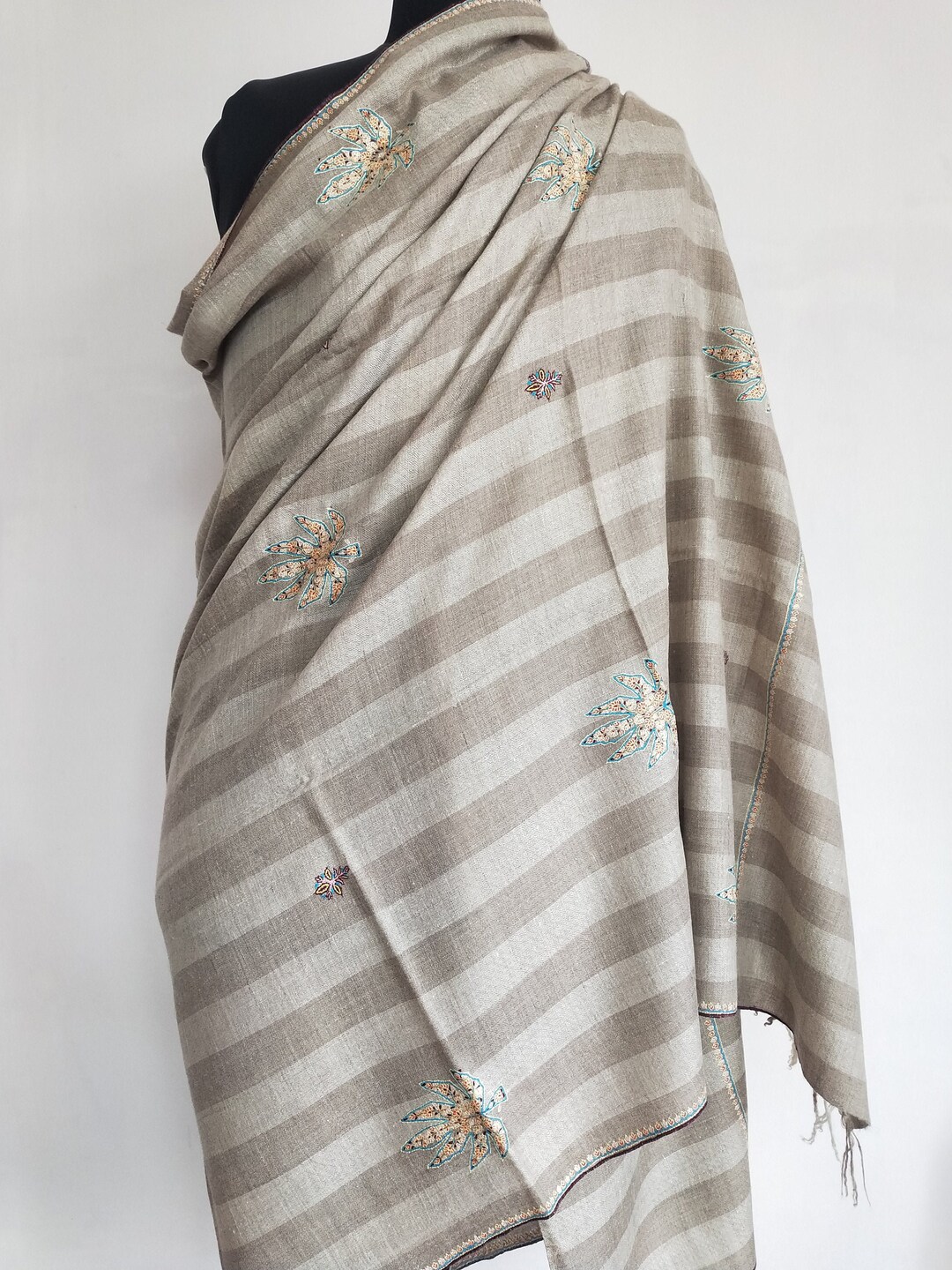 Chinar Embroidered Motifs Pure Cashmere Wrap, Mother's Day Gift, Travel ...