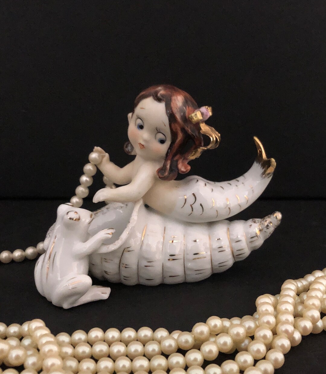 1955 Vintage Lefton Mermaid on Shell MCM Retro Midcentury - Etsy