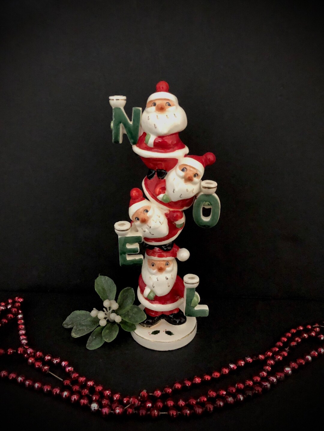 Brinns Vintage Christmas Stacked Santas Noel Totem Candelabra Like ...
