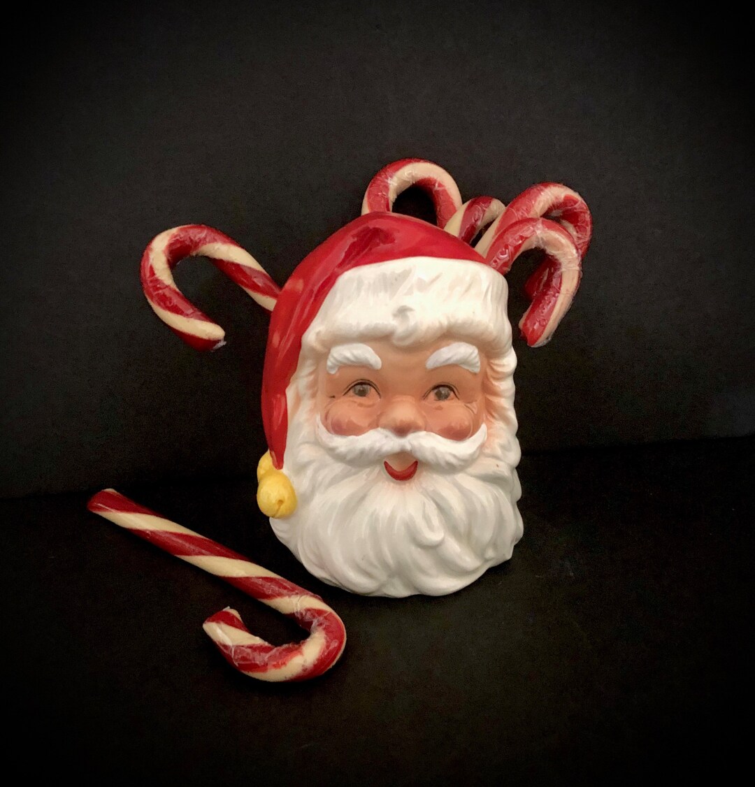 Lefton Vintage Christmas Santa Planter Head Vase MCM - Etsy