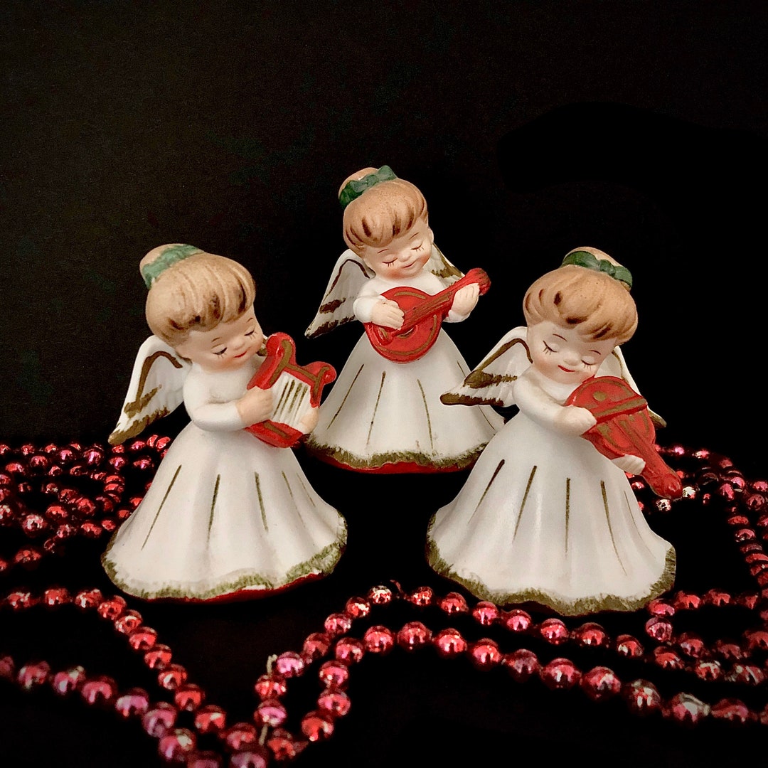 Lefton Vintage Christmas Bluegrass Angel Bells Bell Angels Music Trio ...