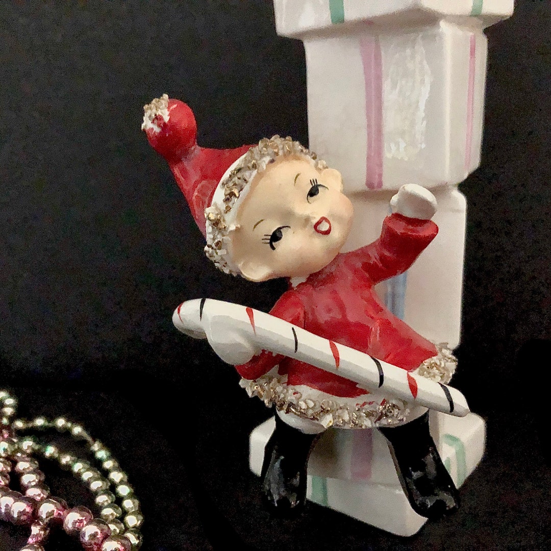 Vintage Christmas Santa Baby Girl Pixie on Packages Vase - Etsy