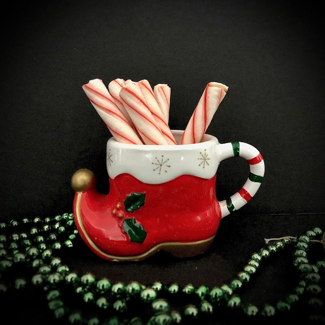 Napco Vintage Christmas Santa Boot Mug With Candycane Handle MCM ...