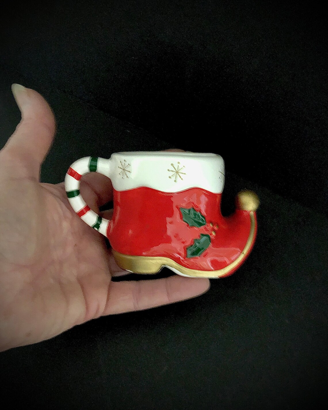 Napco Vintage Christmas Santa Boot Mug With Candycane Handle - Etsy