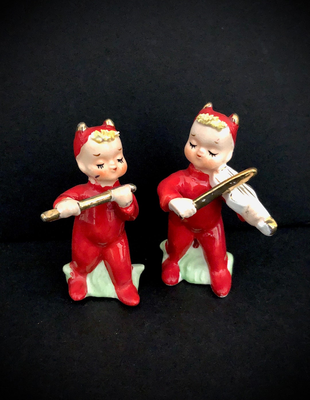 Vintage Little Devils Salt and Pepper Set Playing Violin and Flute MCM ...