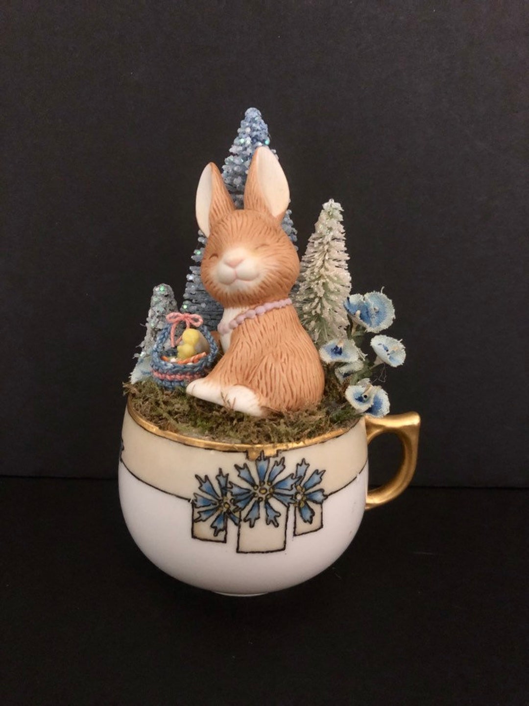 1920 Art Deco German Teacup Easter Vignette Hand Knitted Older ...