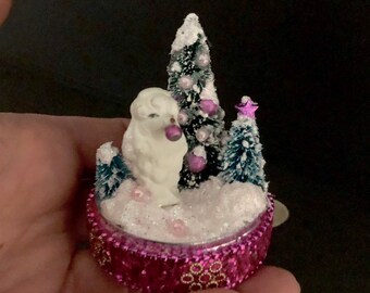 Vintage Easter Lamb Vignette Diorama Bottlebrush Trees | Etsy