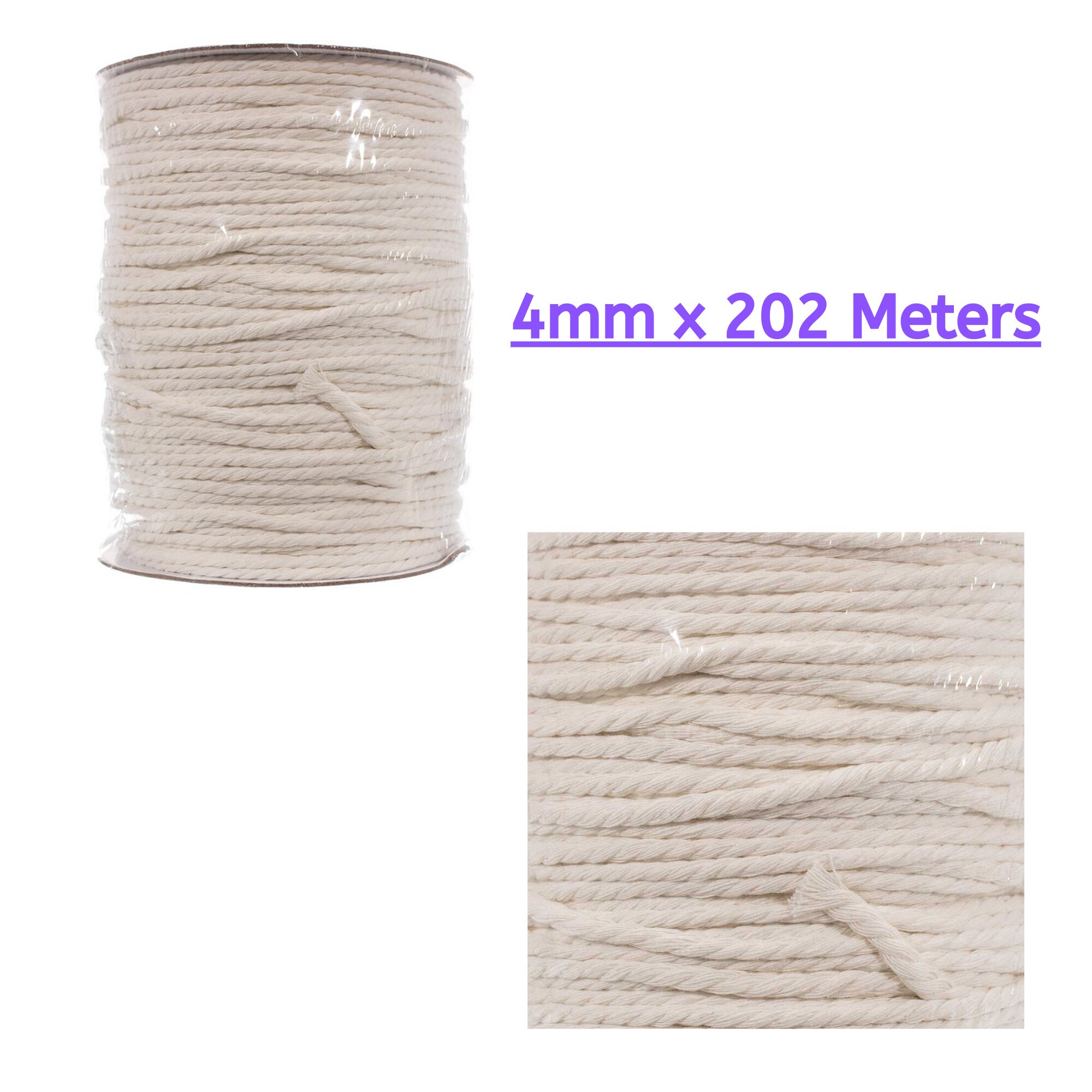 3 Strand Twisted Cotton Rope Spools 3mm 4mm 5mm Cord - Etsy