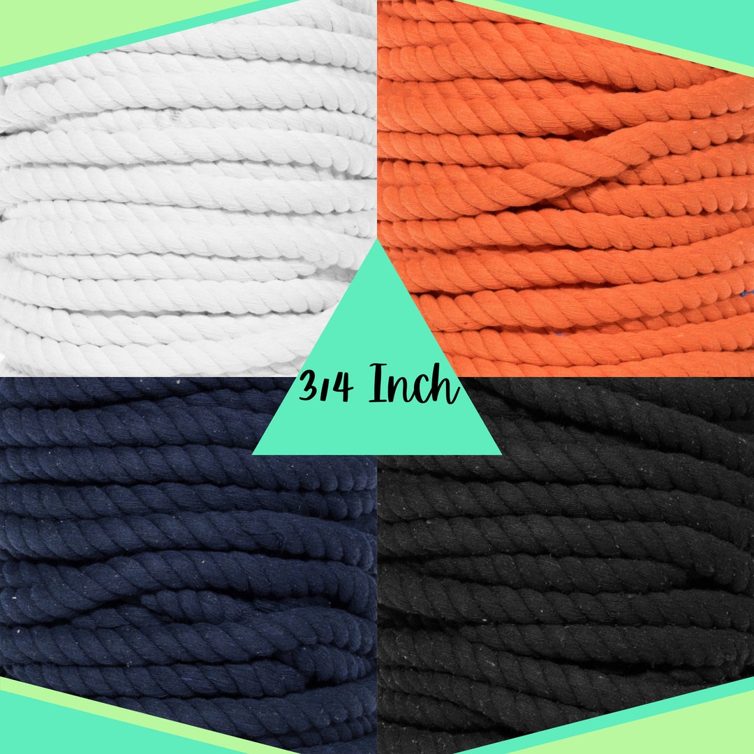 100% Natural Cotton Twisted Rope – 3/4 Inch – Available in 10, 25, 50 ...