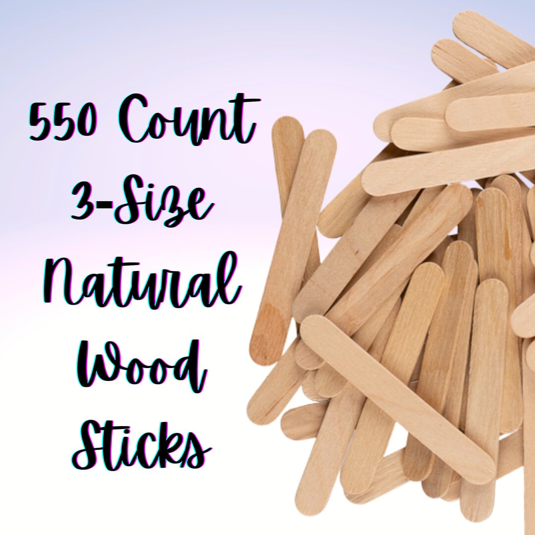 550 Count Natural Wood Stick Pack With 3 Different Sizes- Perfect for ...