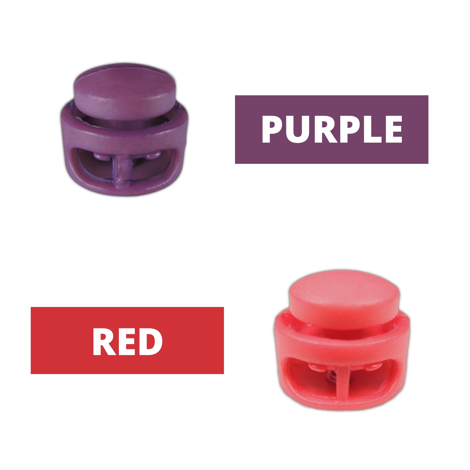 Two Hole Cord Locks - 12 Color Options - 5, 10, or 25 Pack - Double ...