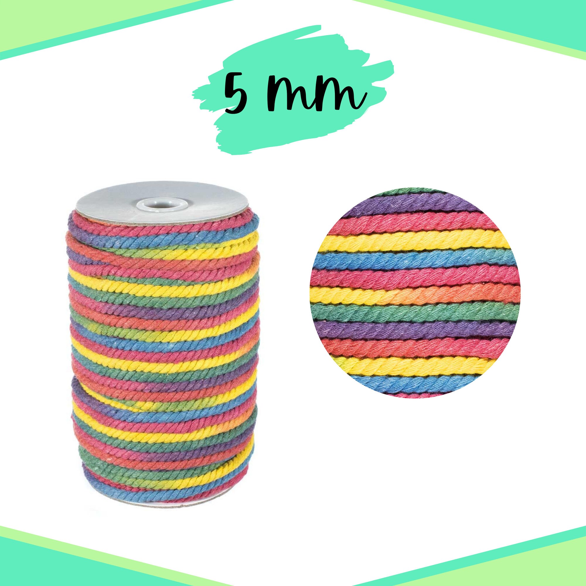 Rainbow Dye Cord Three Strand Twisted Cotton Rope Macrame DIY - Etsy