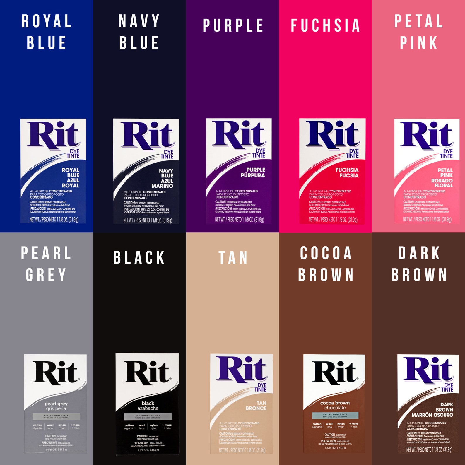 All-purpose Concentrated Fabric Rit Dye Powder - Available in Multiple ...
