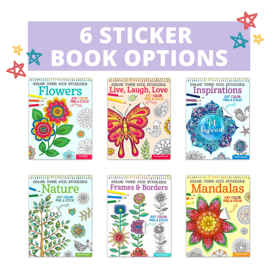 Color Your Own Sticker Books 6 Book Options Color and - Etsy