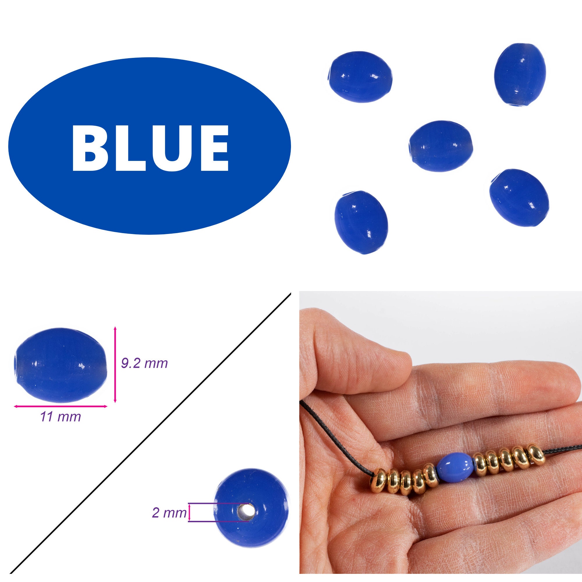 Oval Glass Rod Beads - 10 Color Options - Multi-packs Available ...