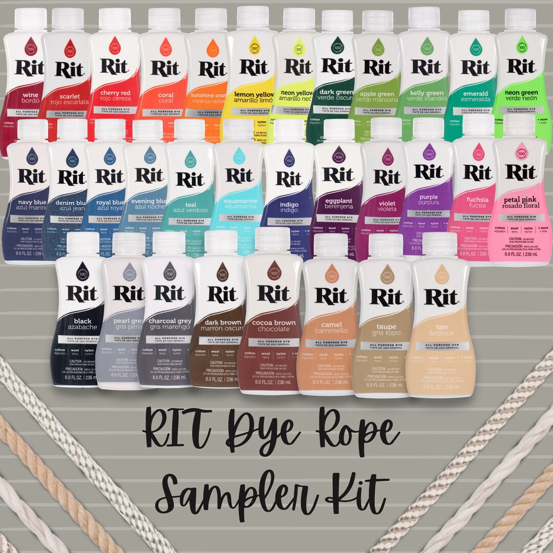 Rit Dye Liquid Sampler Kit- Wide Selection of Colors and Rope Samples ...