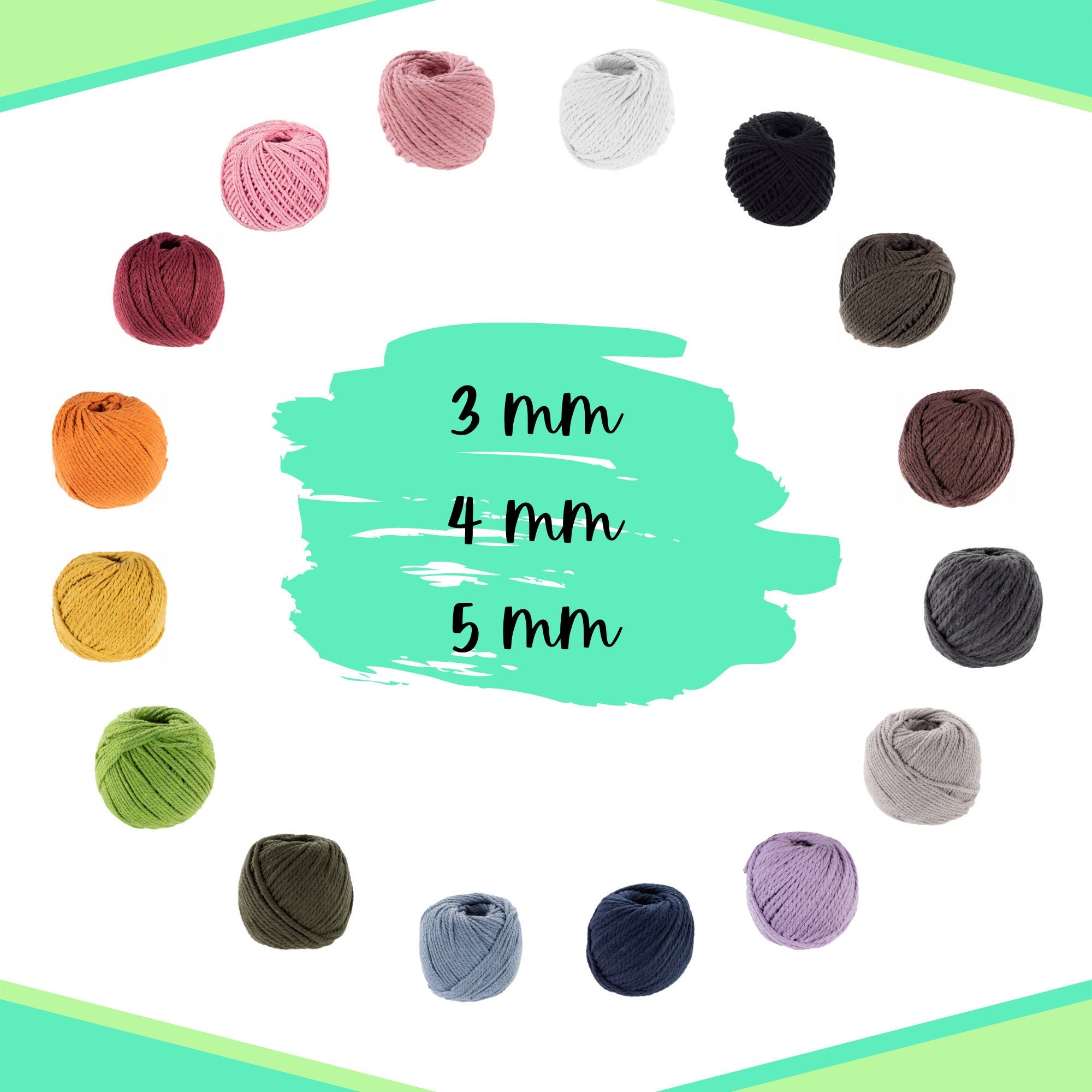 50M 100% Natural Cotton Rope – 3mm, 4mm, and 5mm – Ideal for Macrame ...