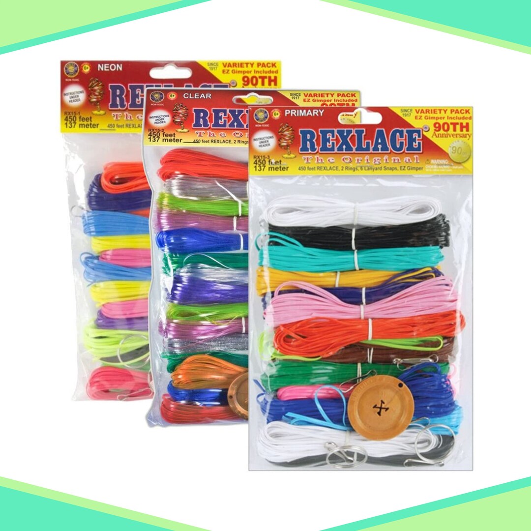 Colorful Rexlace Kits – Neon, Clear, and Primary – Plastic Lacing, 2 ...